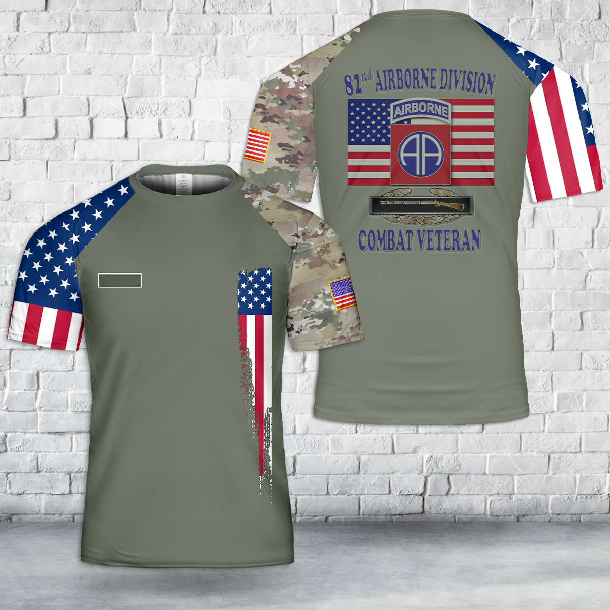 Custom Name US Army 82nd Airborne Division - Combat Veteran T-Shirt 3D – Merch Gears