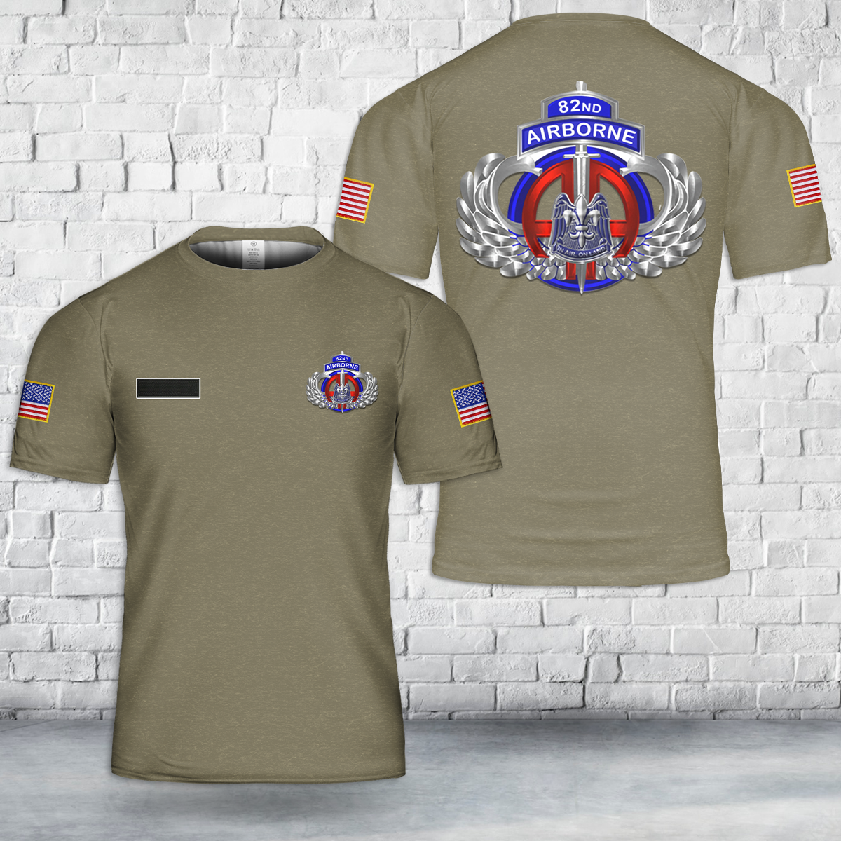 Custom Name US Army 82nd Airborne Division Dagger Wings T-Shirt 3D – Merch Gears