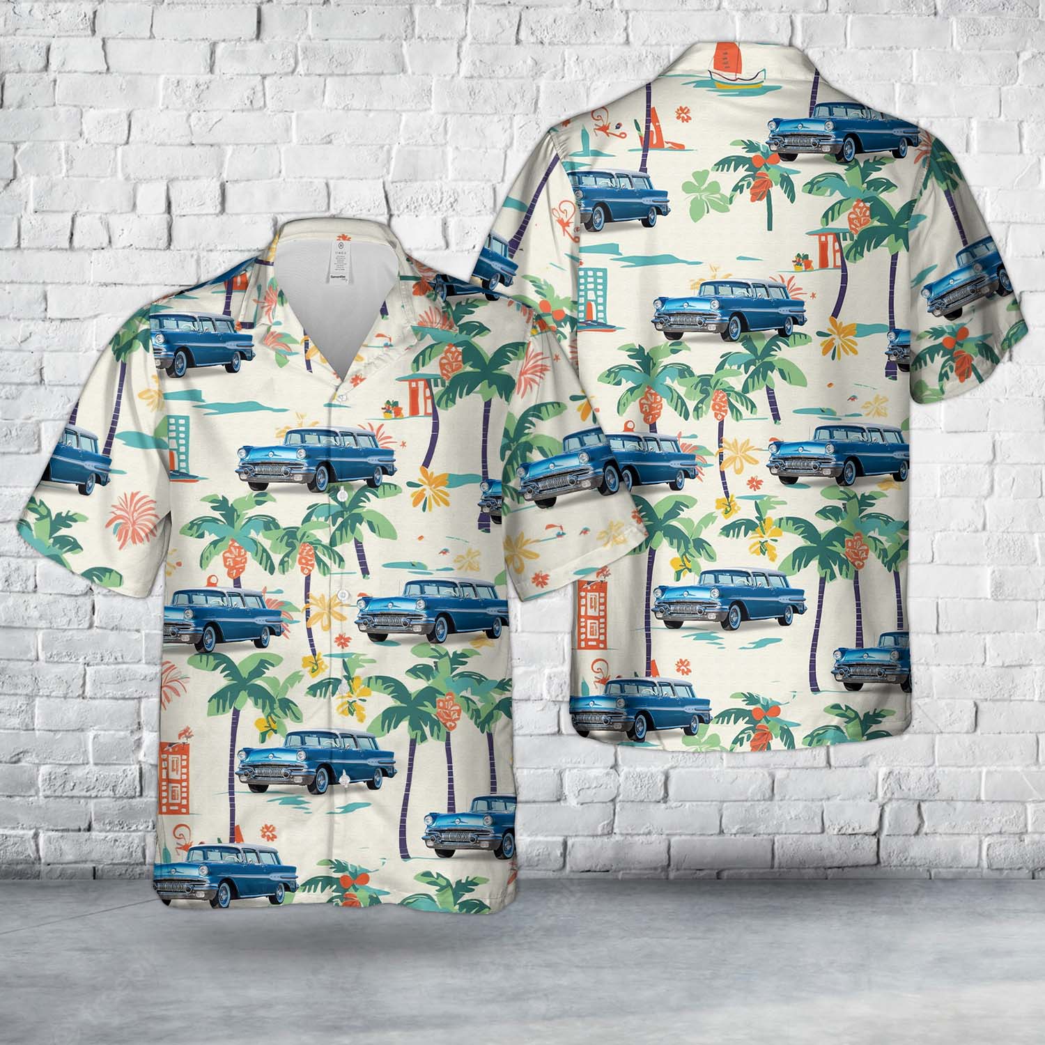 1957 Pontiac Star Chief Custom Safari Station Wagon Hawaiian Shirt ...