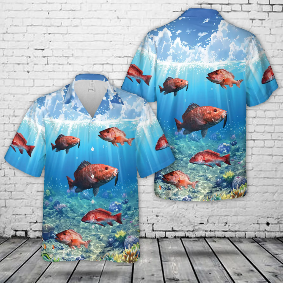 Red Snapper Fish Hawaiian Shirt – Merch Gears
