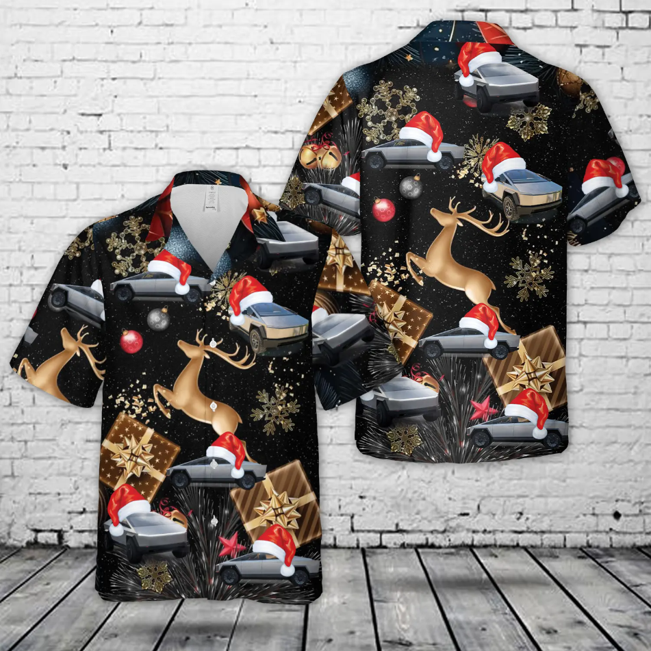 Tesla Cybertruck Christmas Hawaiian Shirt – Merch Gears