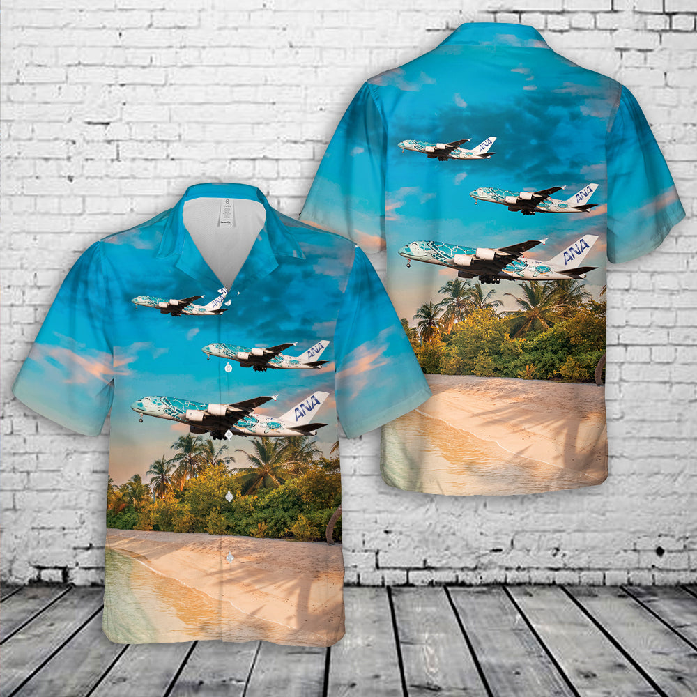 ANA Airways Airbus A380-841 (Green Turtle) Hawaiian Shirt – Merch Gears