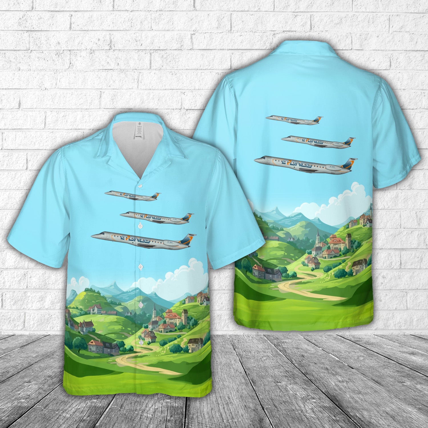 Cronos Airlines Embraer ERJ-145 Hawaiian Shirt – Merch Gears