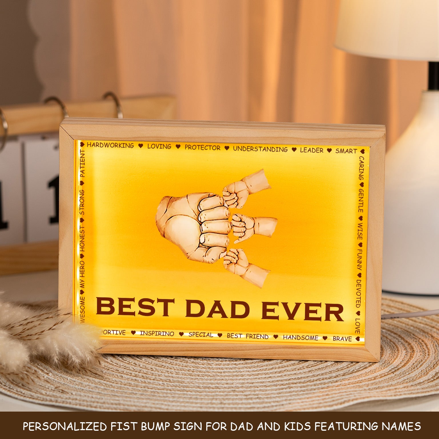 Custom Fist Bump Dad And Kids Custom Sign With Names Father's Day Gift ...