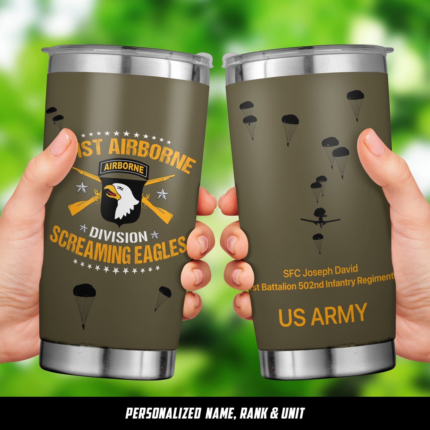Custom Name, Rank & Unit US Army 101st Airborne Division Tumbler 20oz ...
