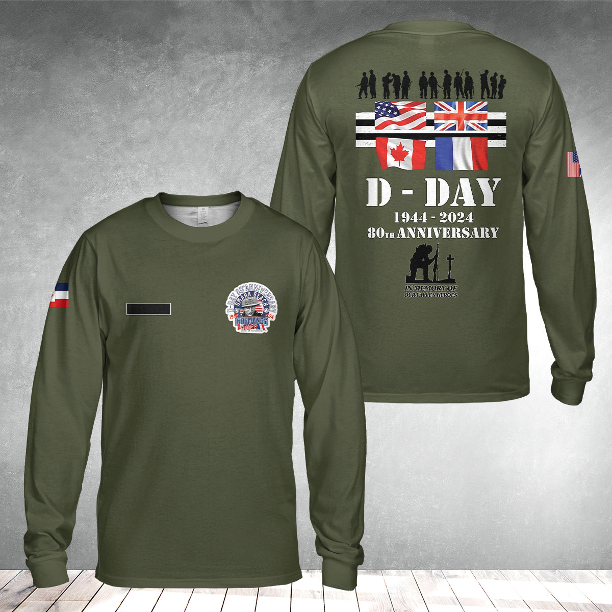 Custom Name D-Day 80th Anniversary 1944-2024 Long Sleeve Shirt – Merch ...