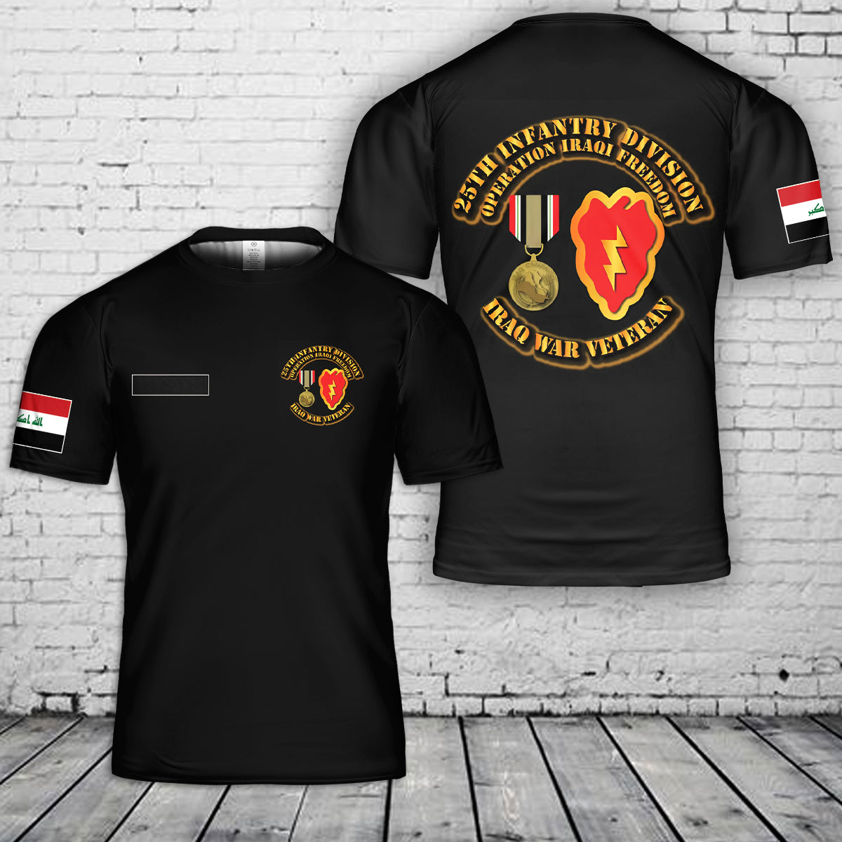 Custom Name Iraq War Vet - 25th ID - Iraq Freedom w ICM Medal T-Shirt ...