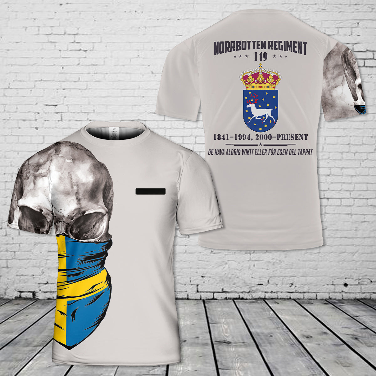 Custom Name Swedish Army Norrbotten Regiment I 19 T-Shirt 3D – Merch Gears