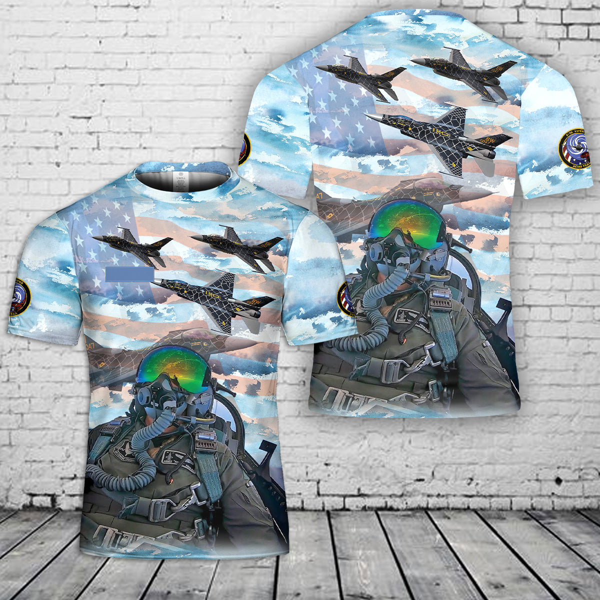 Custom Name US Air Force F-16 Viper Demonstration Team T-Shirt 3D ...