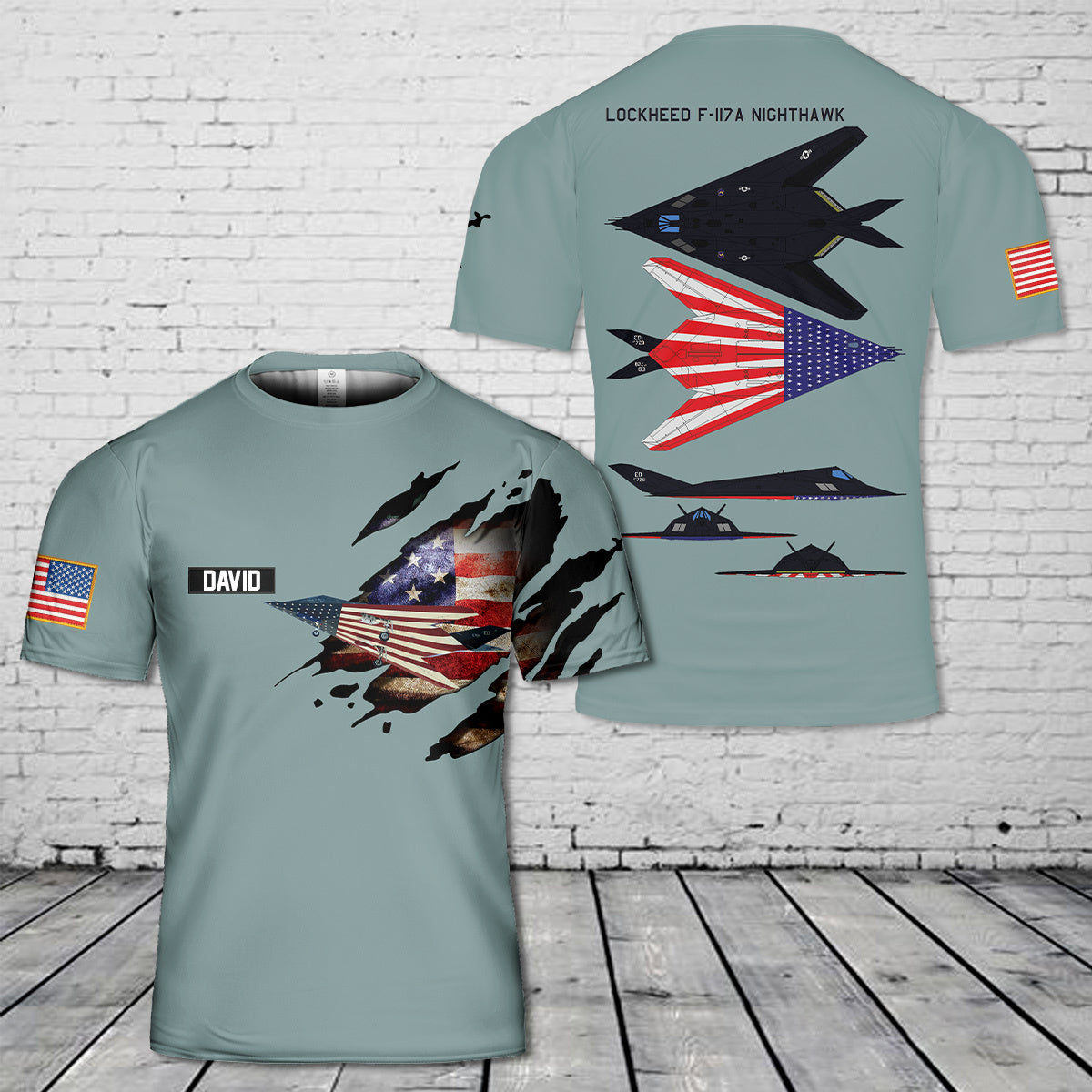 Custom Name US Air Force Lockheed F-117A Nighthawk T-Shirt 3D – Merch Gears