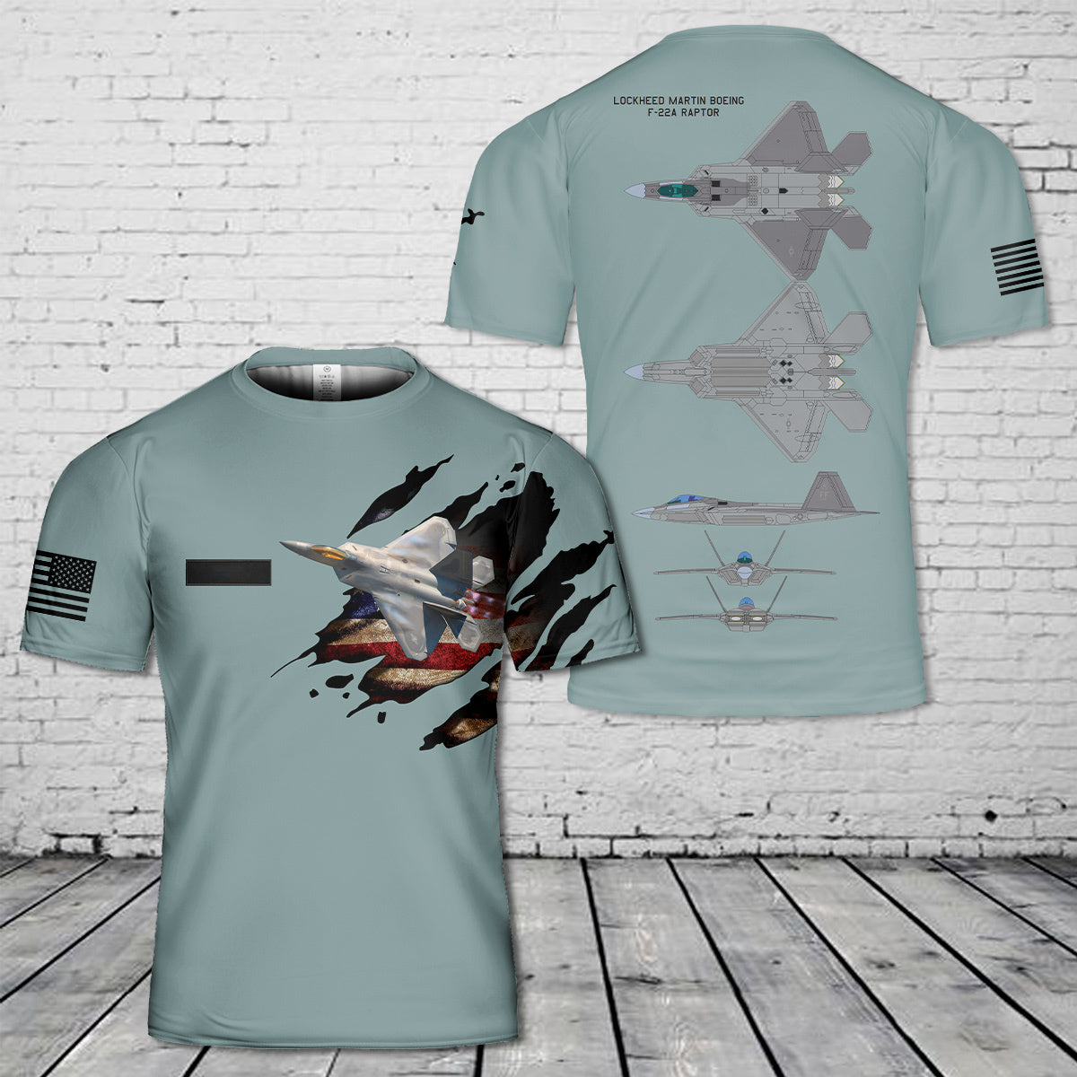 Custom Name US Air Force Lockheed Martin F-22A Raptor T-Shirt 3D ...