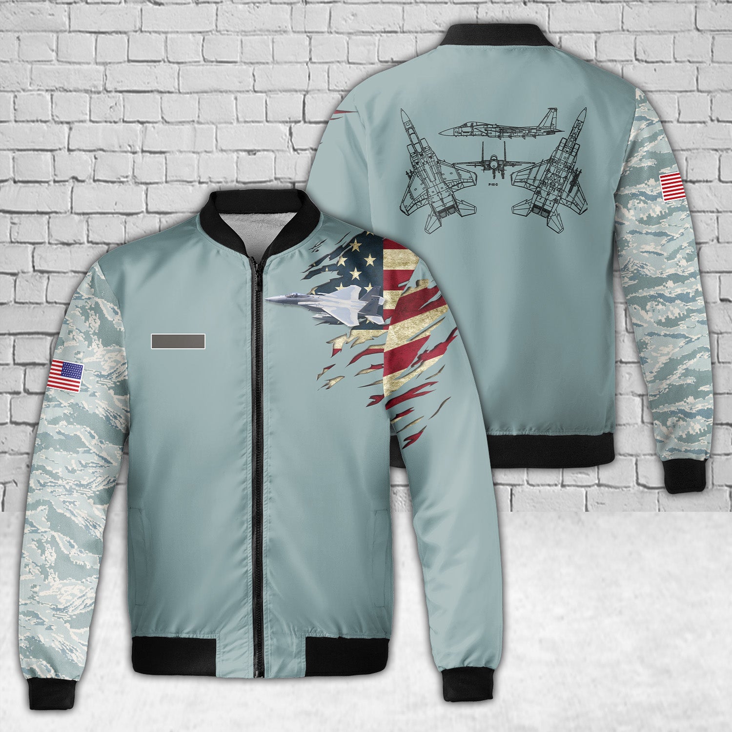 Custom Name US Air Force McDonnell Douglas F-15 Eagle AOP Fleece Bombe ...