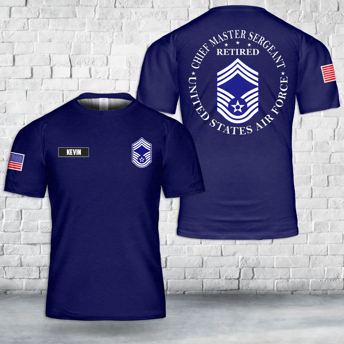Custom Name US Air Force Retired Chief Master Sergeant T-Shirt 3D ...