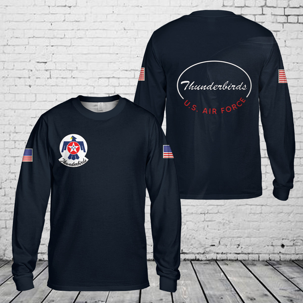 Custom Name US Air Force Thunderbirds AOP Long Sleeve Shirt – Merch Gears
