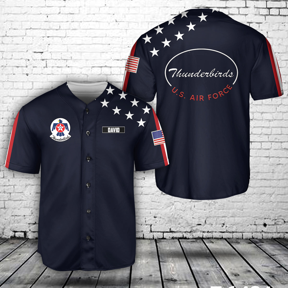 Custom Name US Air Force Thunderbirds, 4th Of July Baseball Jersey ...