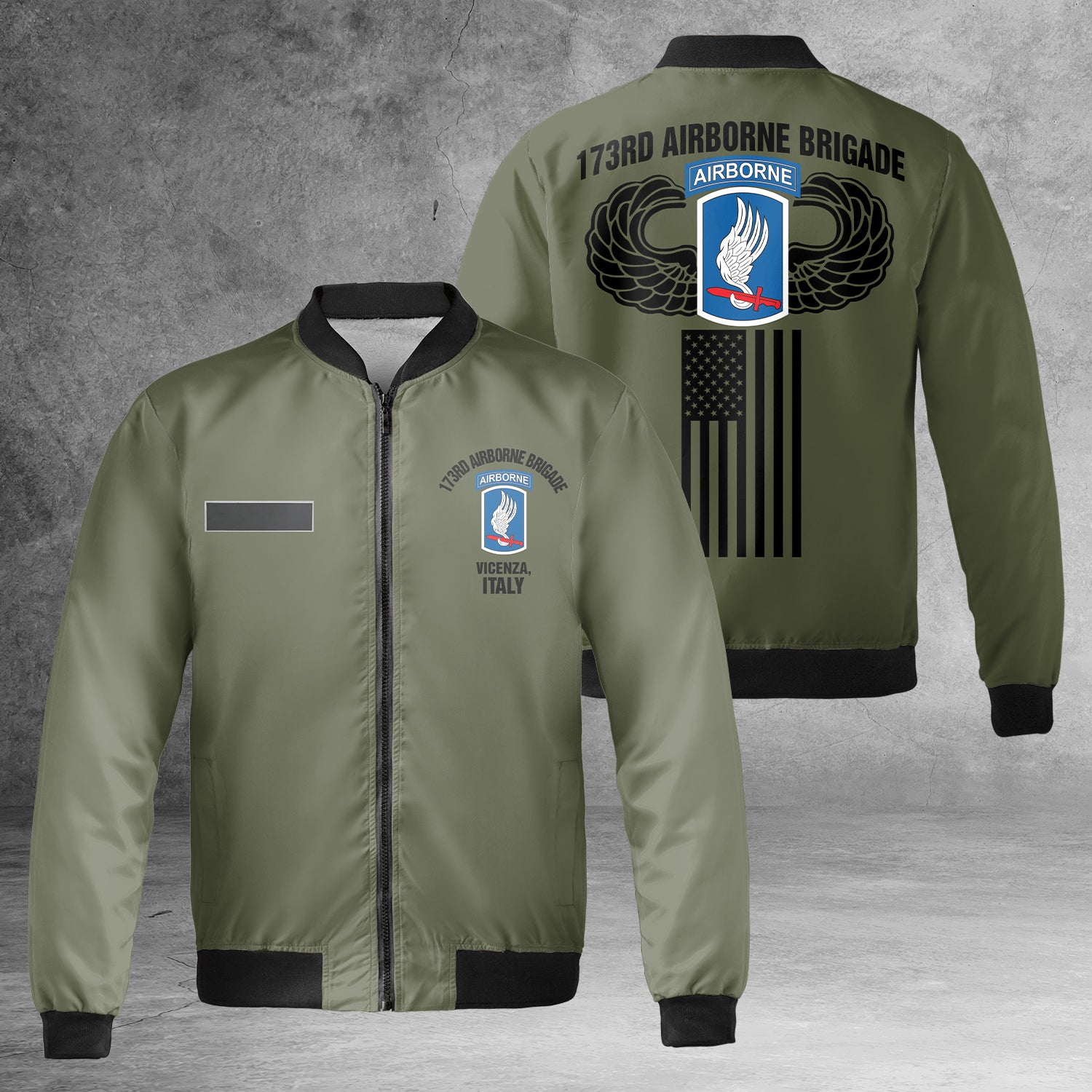 Custom Name US Army 173rd Airborne Brigade AOP Fleece Bomber Jacket ...