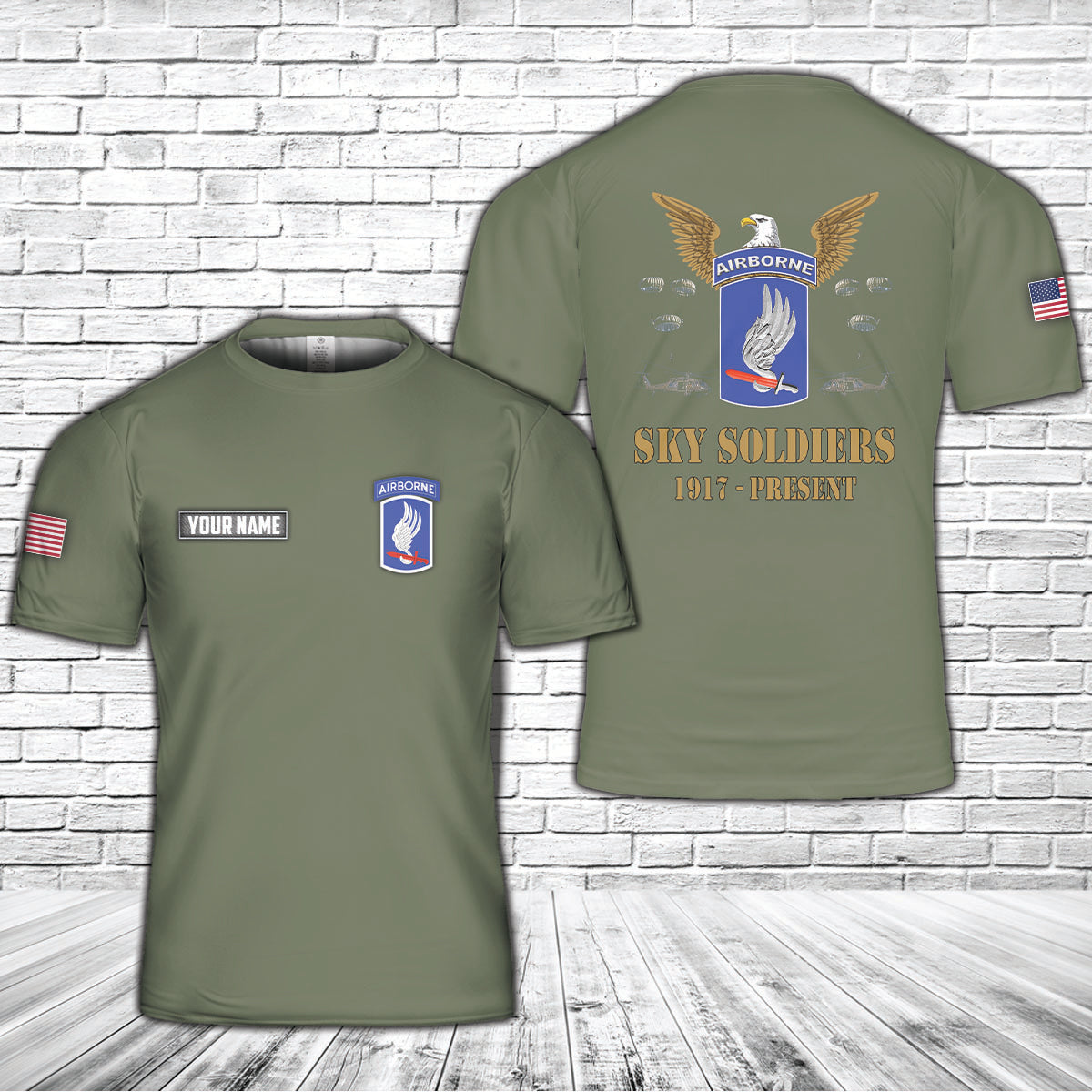 Custom Name US Army 173rd Airborne Brigade T-Shirt 3D – Merch Gears