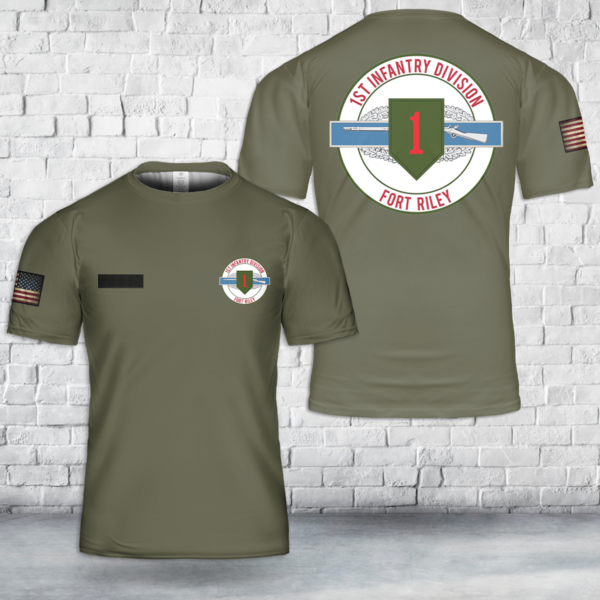 Custom Name US Army 1st Infantry Division with CIB T-Shirt 3D – Merch Gears
