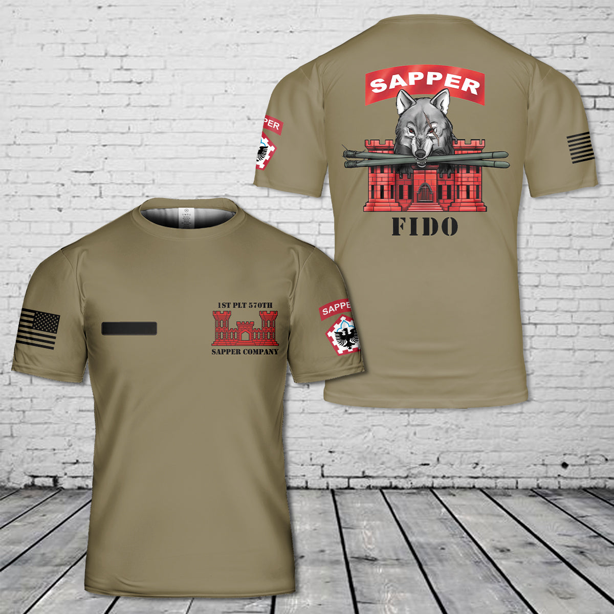 Custom Name US Army 1st PLT 570th Sapper Company T-Shirt 3D – Merch Gears