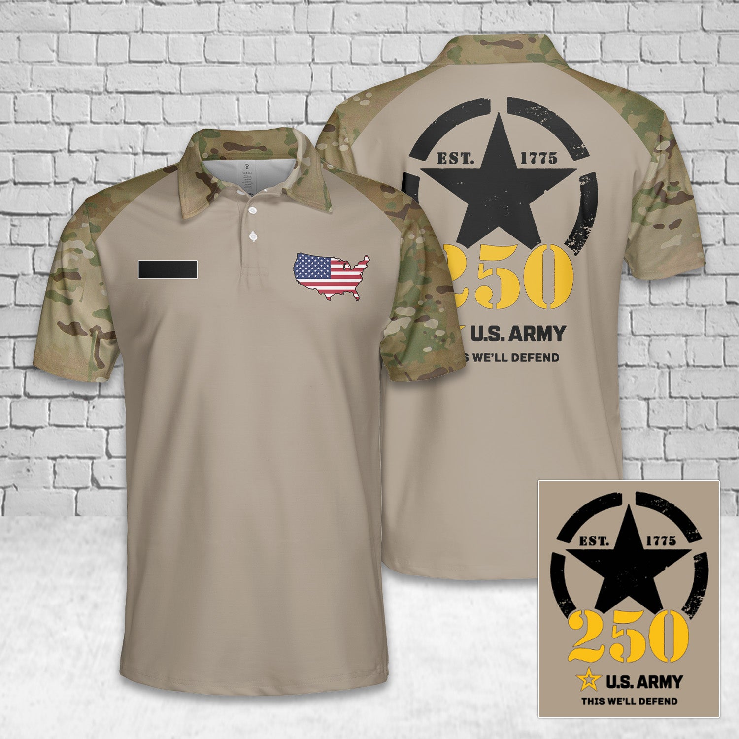 Custom Name US Army 250th Birthday Polo Shirt – Merch Gears
