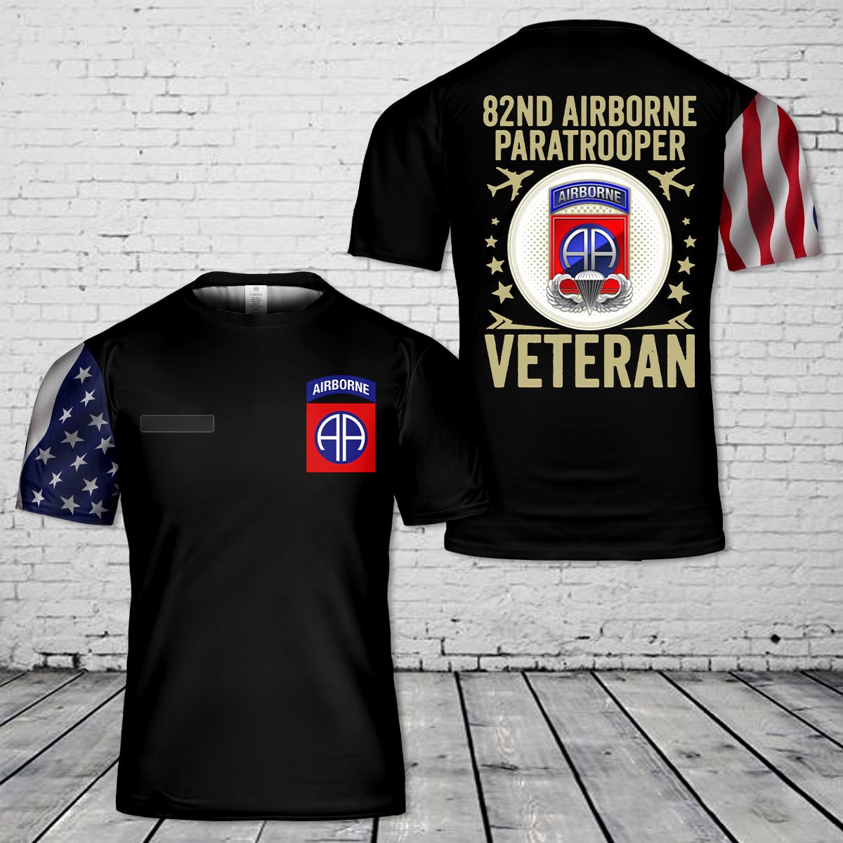 Custom Name US Army 82nd Airborne Division Paratrooper Veteran T-Shirt ...