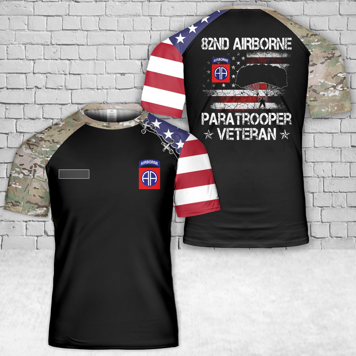 Custom Name US Army 82nd Airborne Division Paratrooper Veteran T-Shirt ...