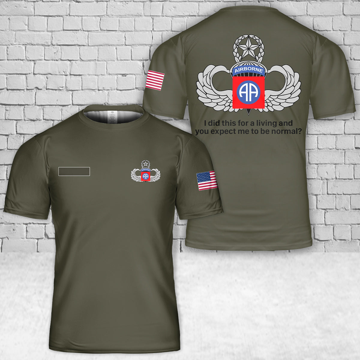 Custom Name US Army 82nd Airborne Master Jump Wings T-Shirt 3D – Merch ...