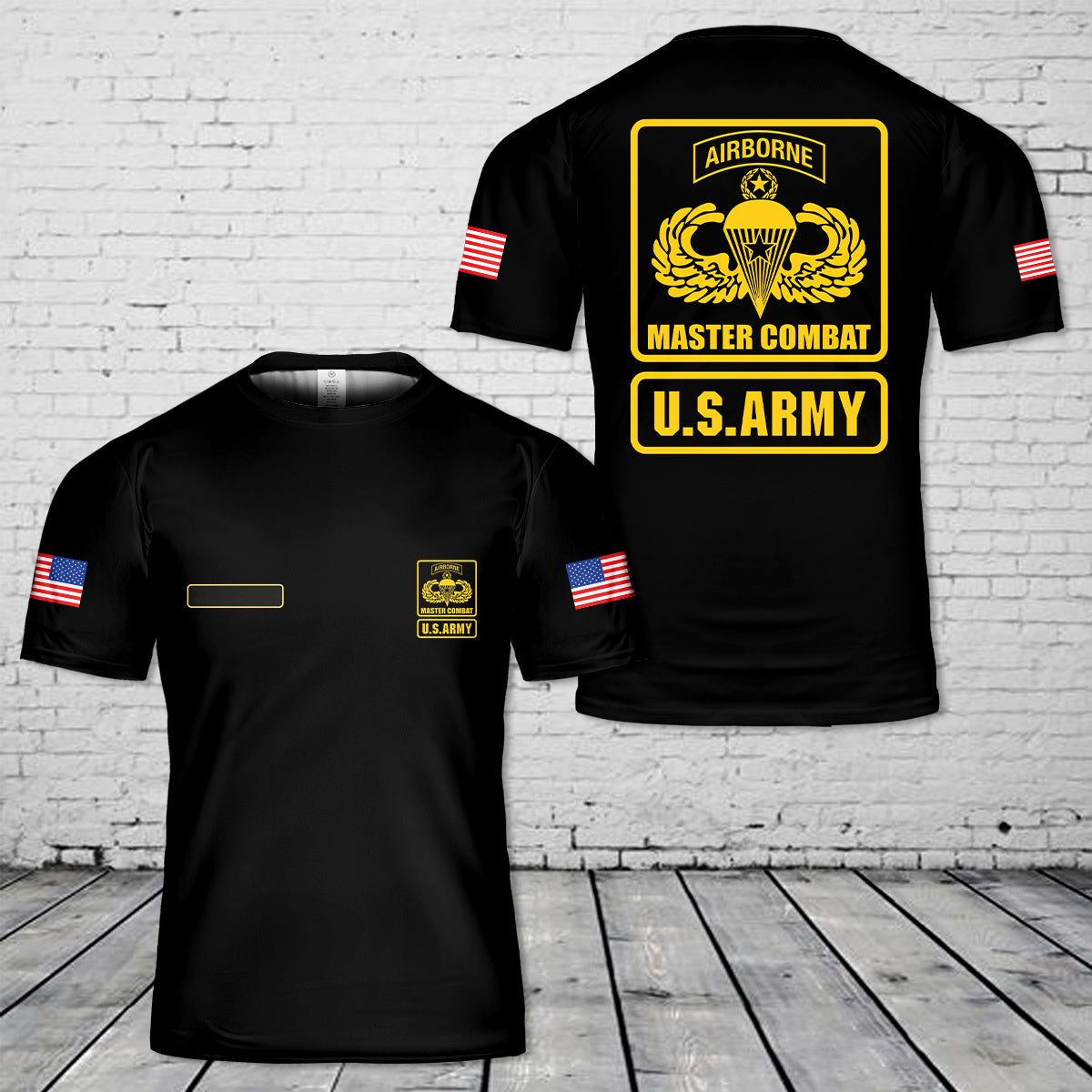 Custom Name US Army Airborne Master Combat T-Shirt 3D – Merch Gears