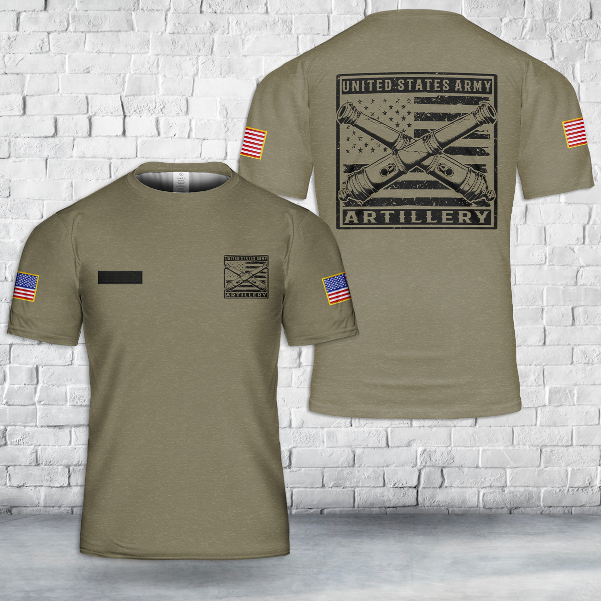 Custom Name US Army Field Artillery Insignia Flag T-Shirt 3D – Merch Gears