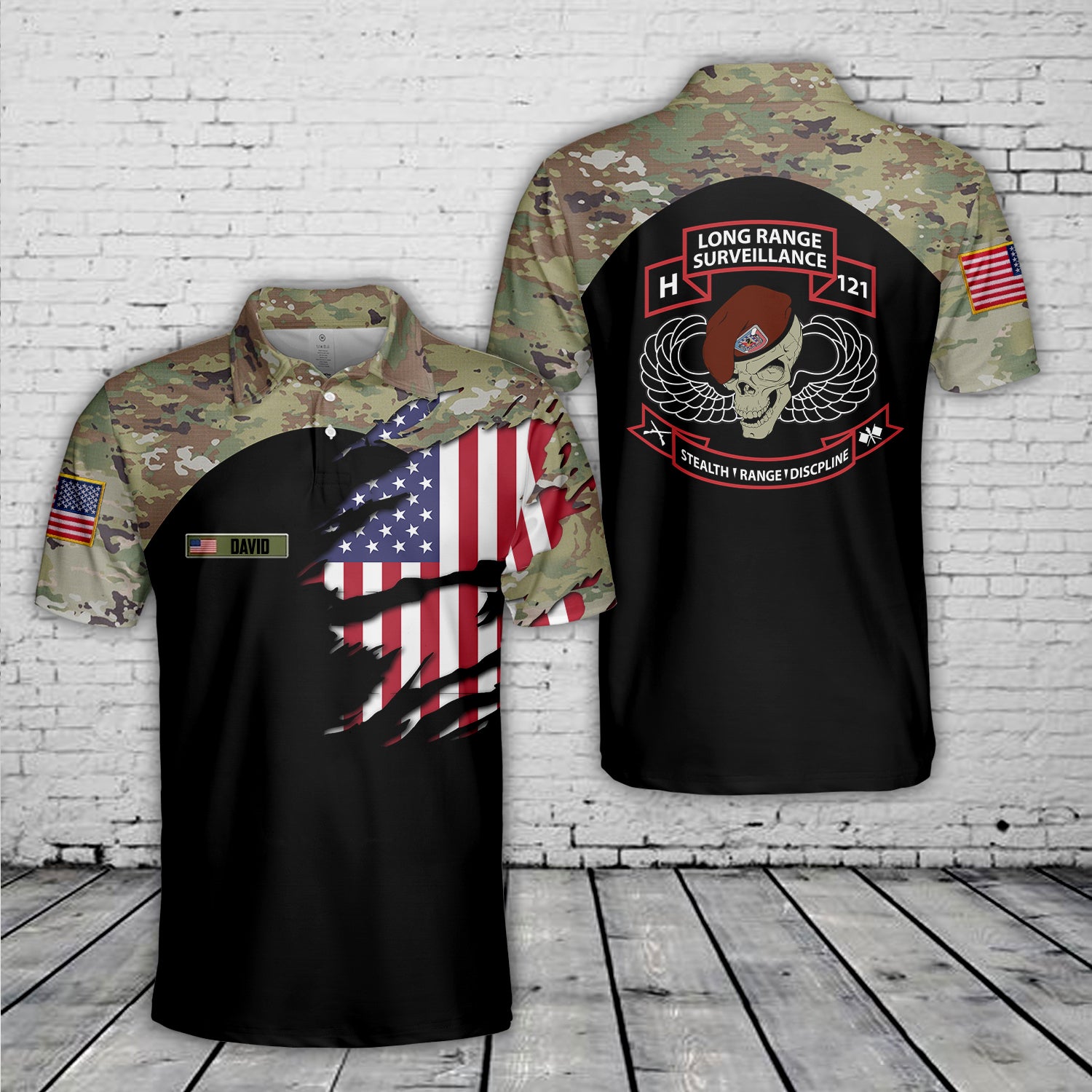 Custom Name US Army H121 Long Range Surveillance Polo Shirt – Merch Gears