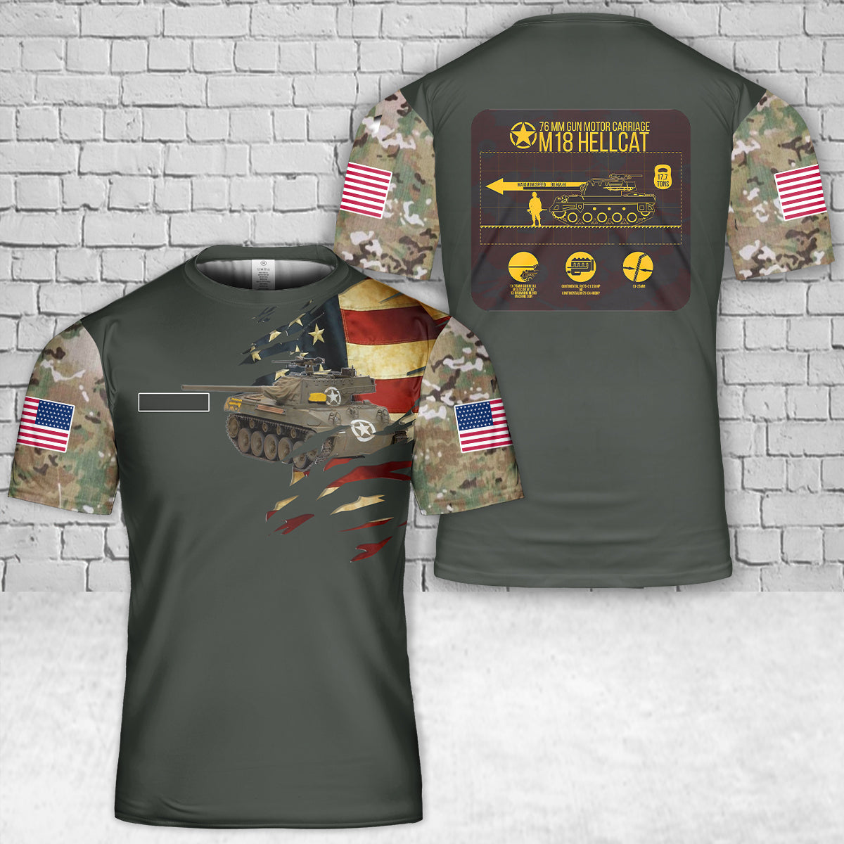 Custom Name US Army M18 Hellcat Tank destroyer T-Shirt 3D – Merch Gears