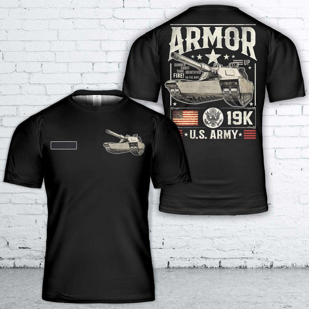 Custom Name US Army M1 Abrams Tank - 19K ARMOR T-Shirt 3D – Merch Gears