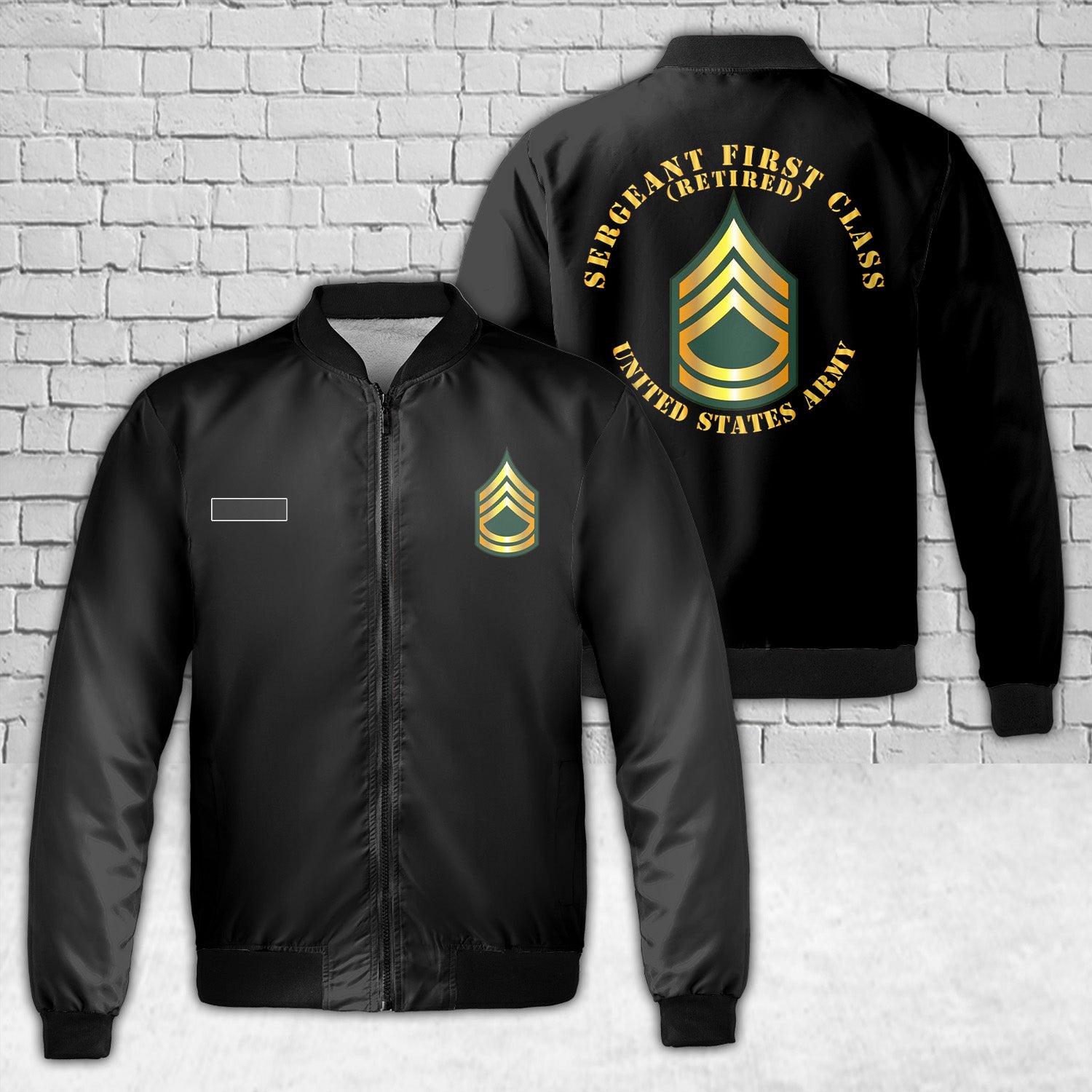 Custom Name US Army Sergeant First Class SFC Retired AOP Fleece Bomber ...