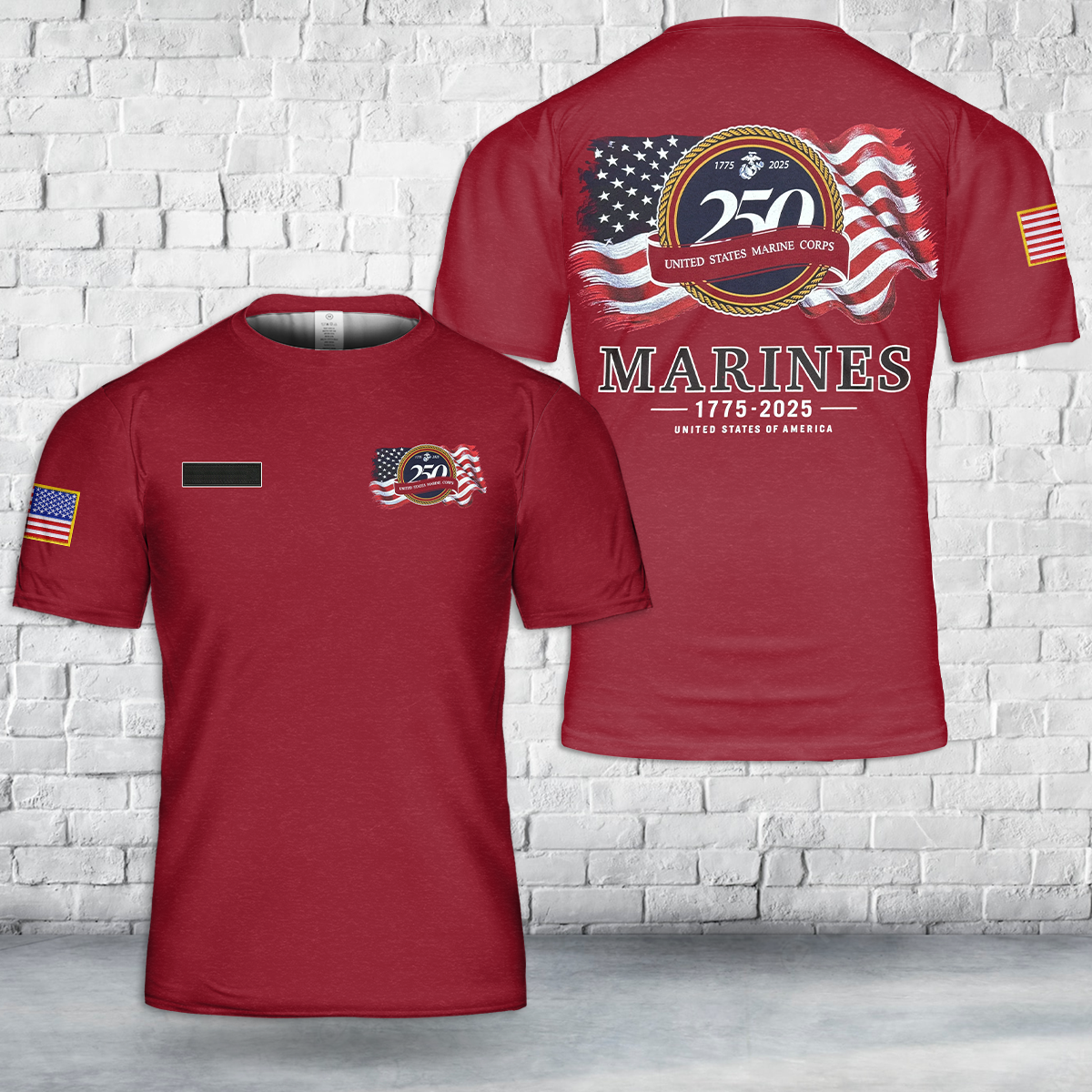 Custom Name US Marine Corps 250th Anniversary T-Shirt 3D – Merch Gears