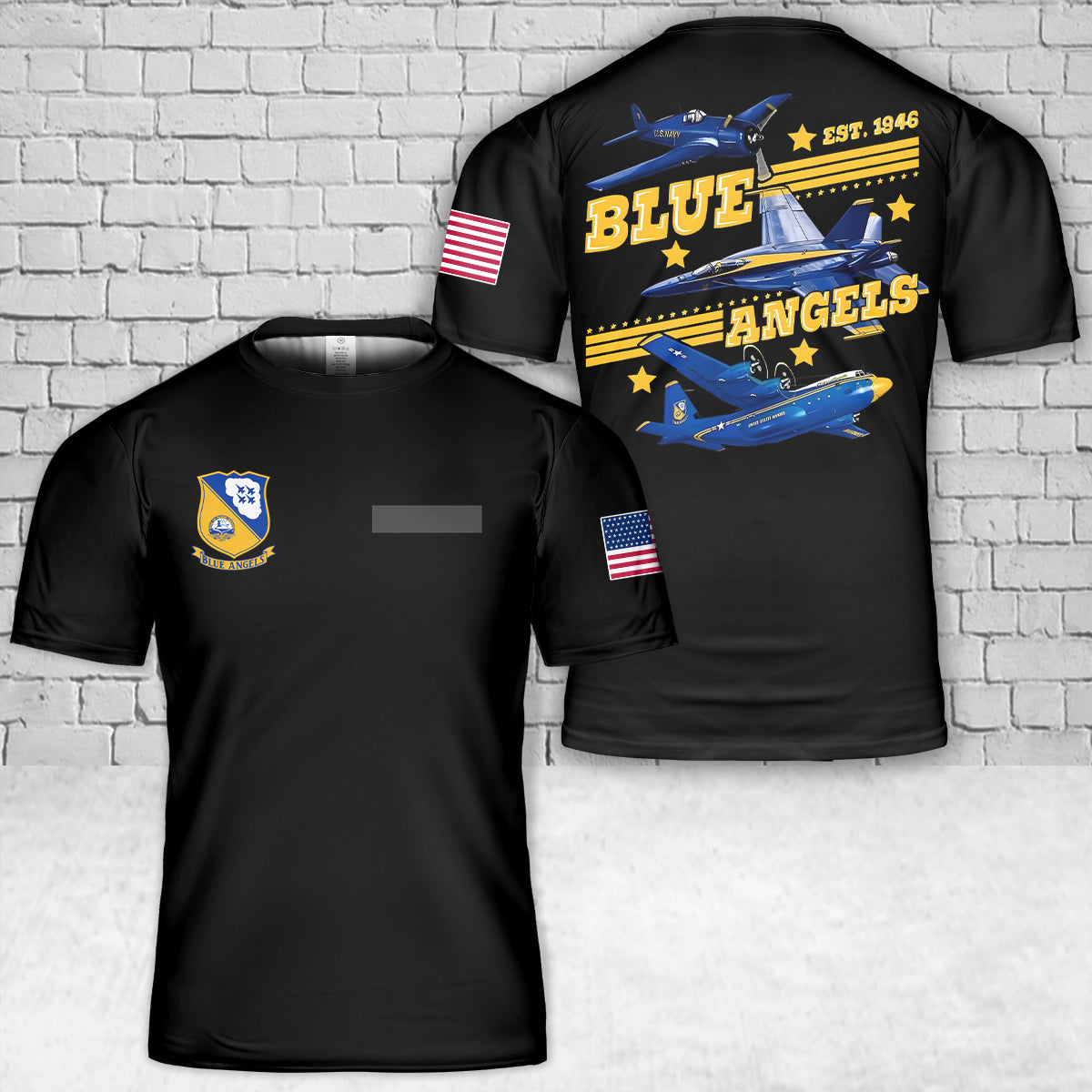 Custom Name US Navy Blue Angels T-Shirt 3D – Merch Gears