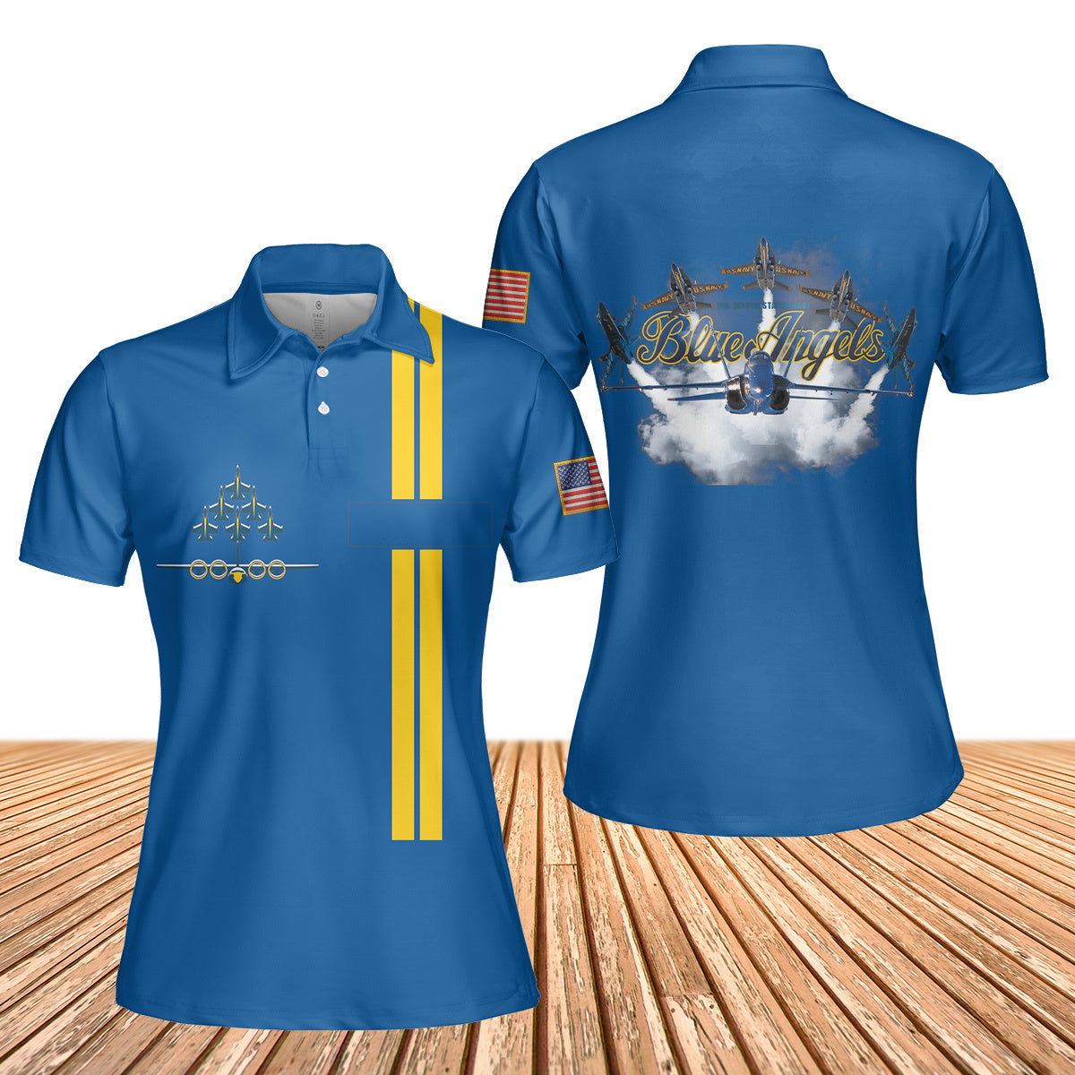 Custom Name US Navy Blue Angels Women's Polo Shirt – Merch Gears