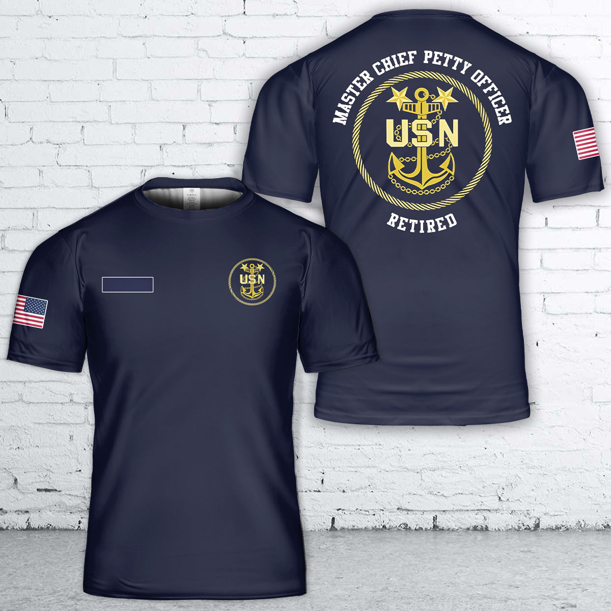 Custom Name US Navy Master Chief Petty Officer Retired T-Shirt 3D ...