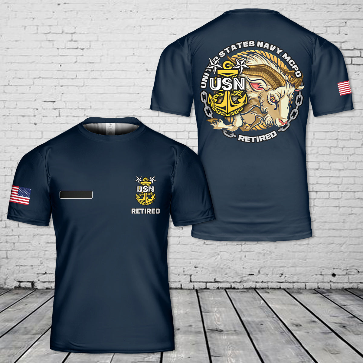 Custom Name US Navy Master Chief Retired Goat T-Shirt 3D – Merch Gears