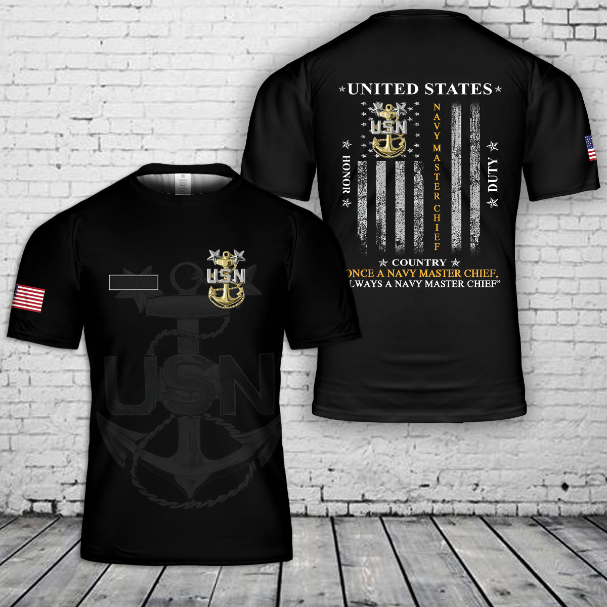 Custom Name US Navy Master Chief T-Shirt 3D – Merch Gears