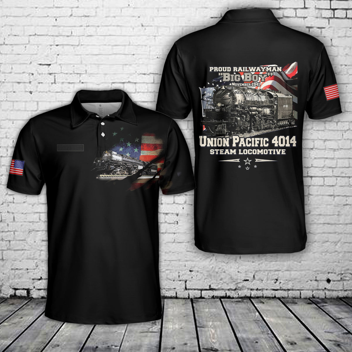 Custom Name Union Pacific Steam Locomotive 4014 BIG BOY Polo Shirt ...