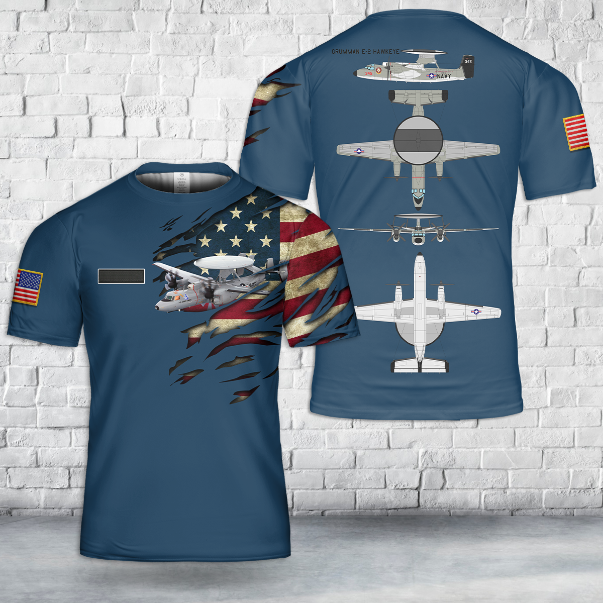 Custom Name US Navy Northrop Grumman E-2 Hawkeye T-Shirt 3D – Merch Gears