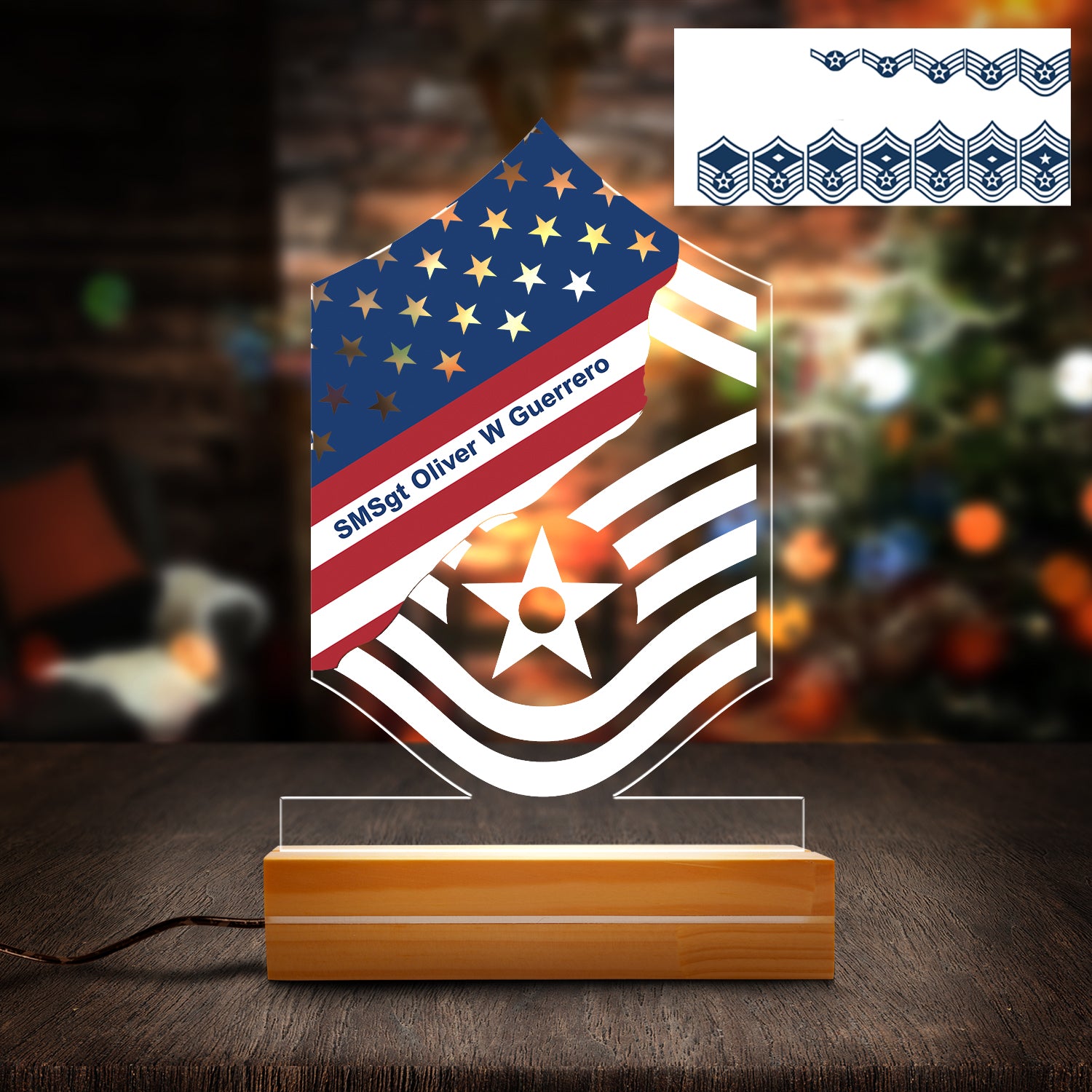 Custom Rank & Name US Air Force enlisted rank insignia Photo Night Lig ...