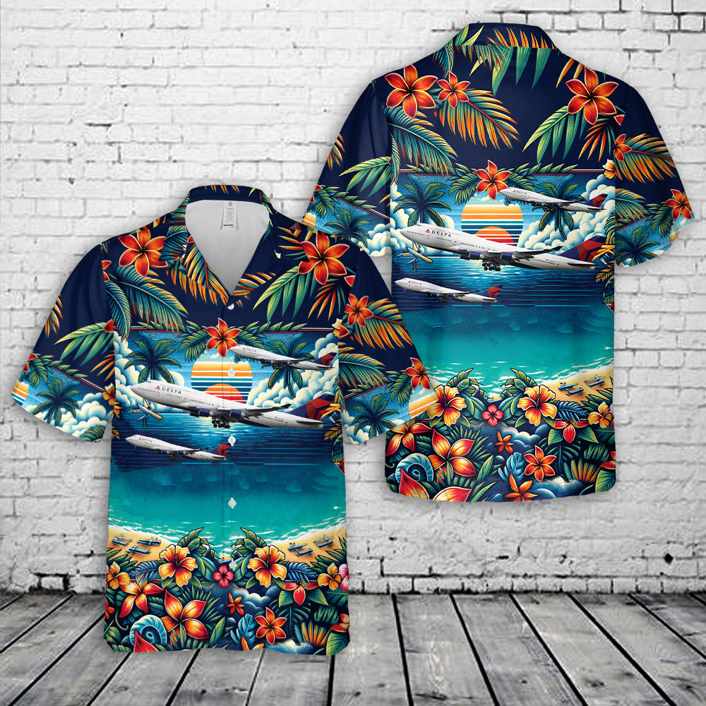 Delta Air Lines Boeing 747-400 Hawaiian Shirt – Merch Gears