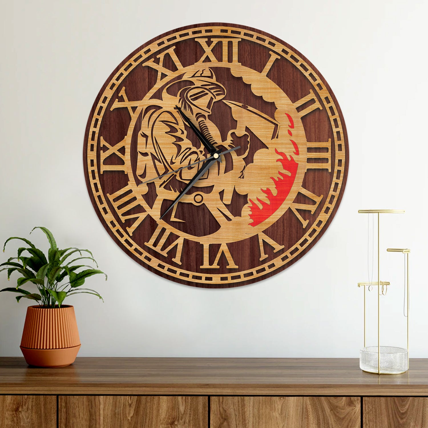 Fireman Fighter Wooden Clock – Merch Gears