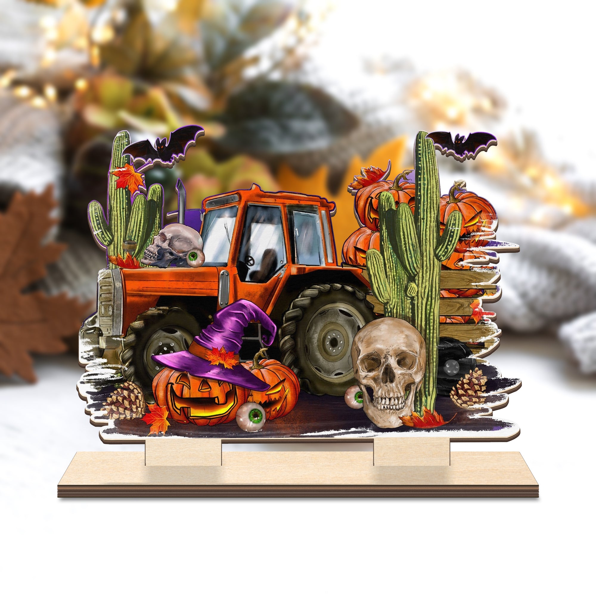 Tractor Halloween Custom Shape Wood Standee – Merch Gears