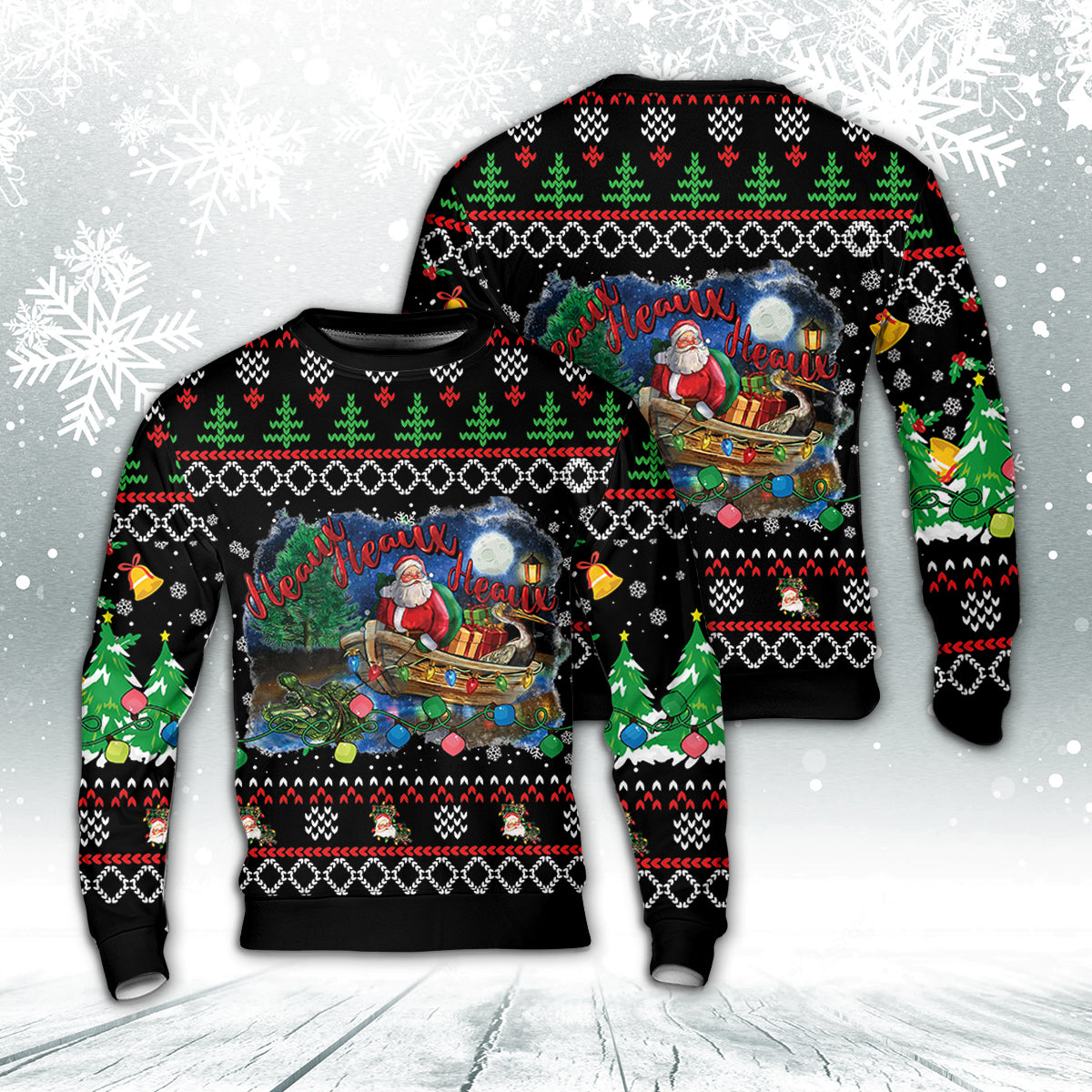 Heaux heaux heaux Christmas Louisiana Santa Claus AOP Sweater – Merch Gears