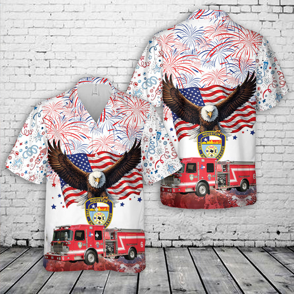 Houston Fire Department, Texas 250th Anniversary 1776-2026 Hawaiian Sh ...