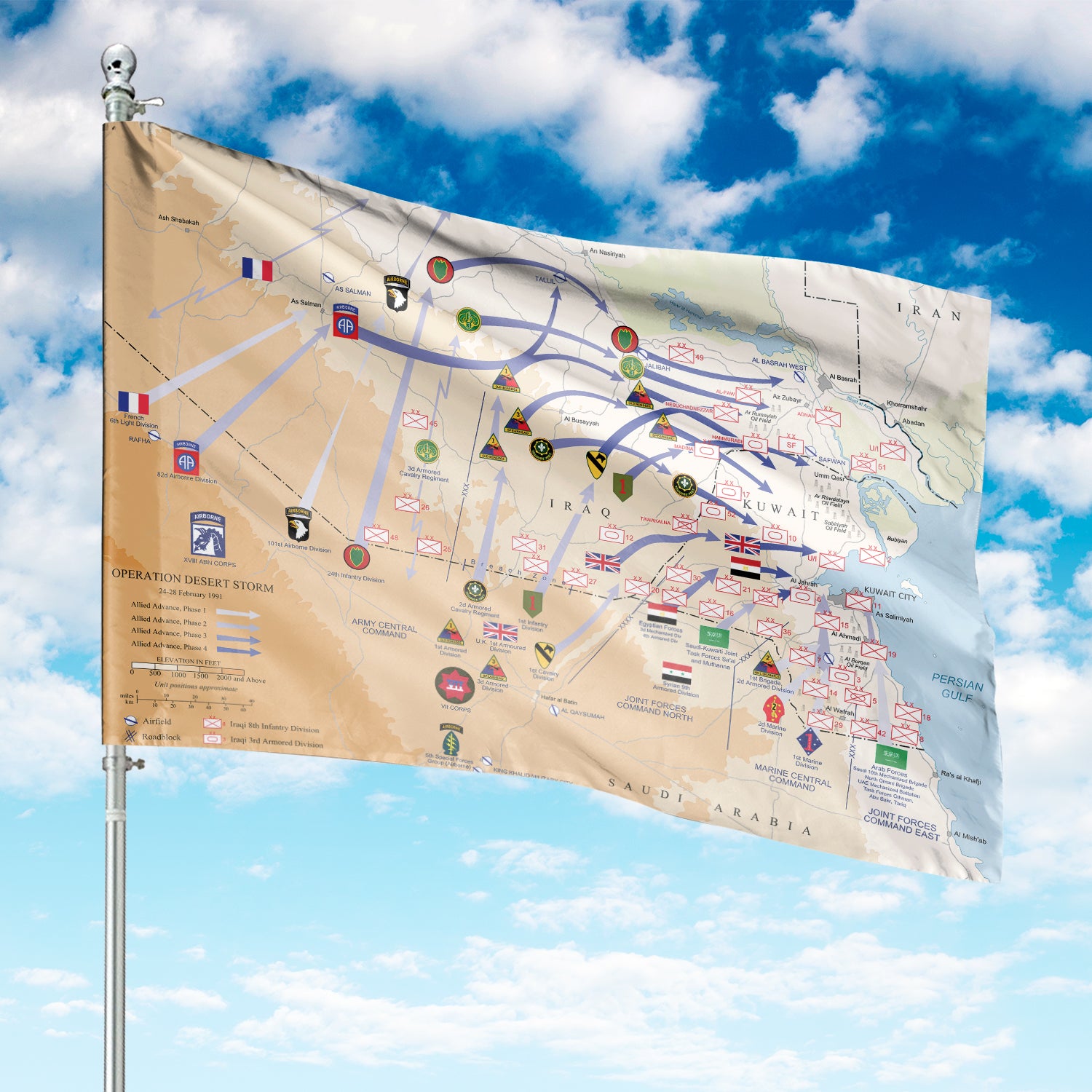 Map of Troop Movements from Desert Shield/Storm Flag – Merch Gears