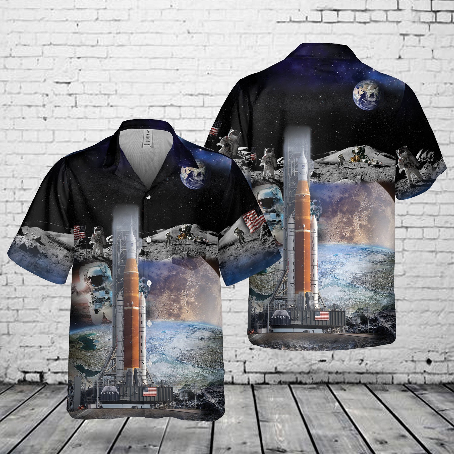NASA Artemis SLS Moon Rocket Pocket Hawaiian Shirt – Merch Gears