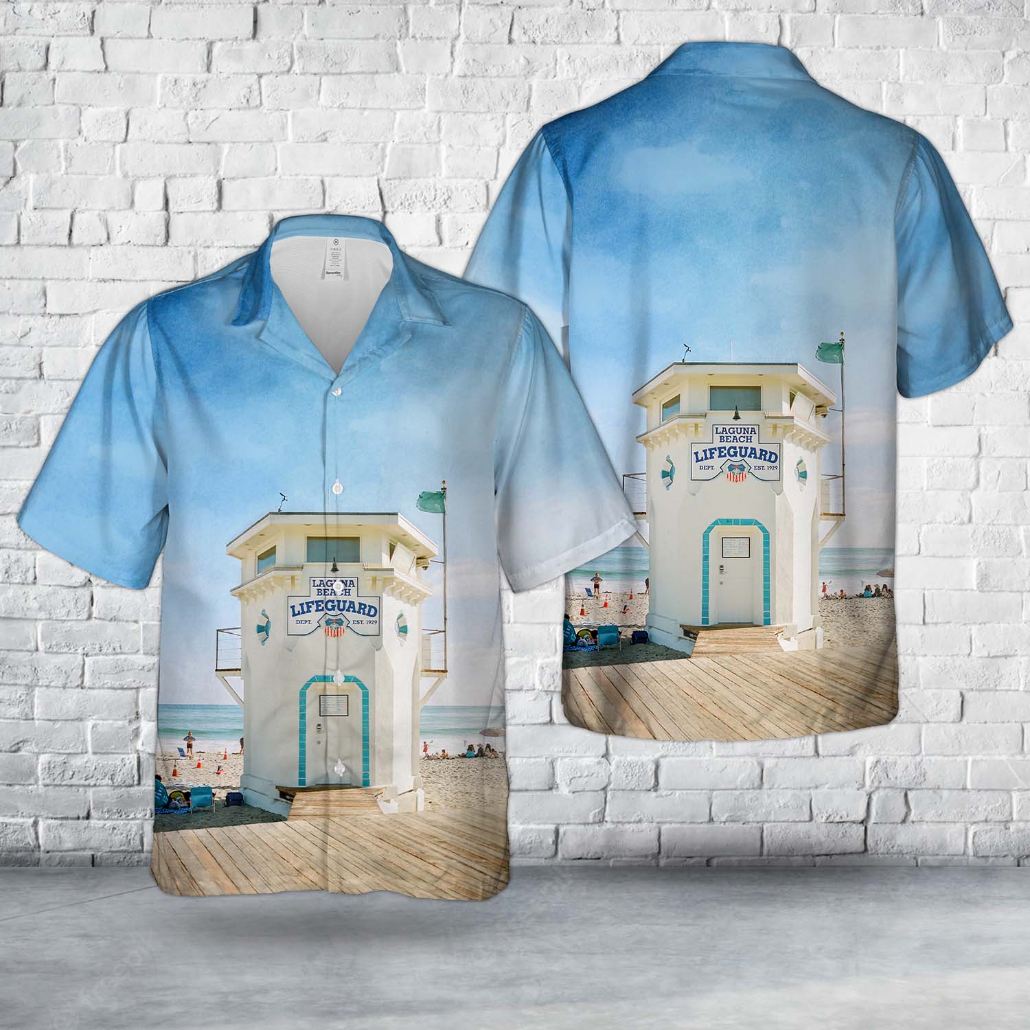 Orange County, California, Laguna Beach Lifeguard Tower Hawaiian Shirt ...